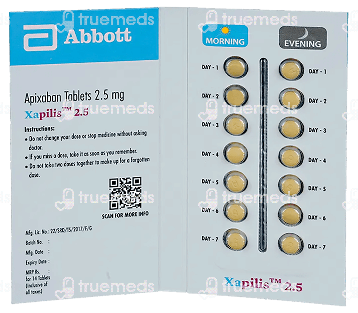 Xapilis 25 Mg Tablet 14 - Uses, Side Effects, Dosage, Price | Truemeds