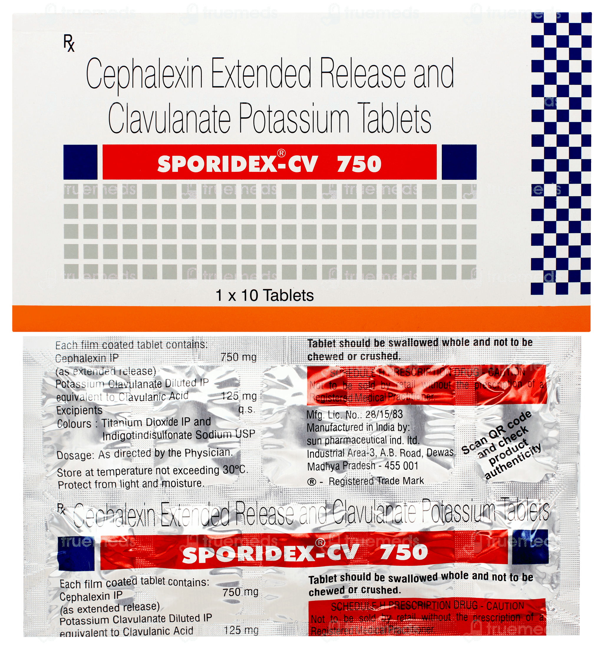 Sporidex Cv 750 Mg Tablet 10 - Uses, Side Effects, Dosage, Price | Truemeds