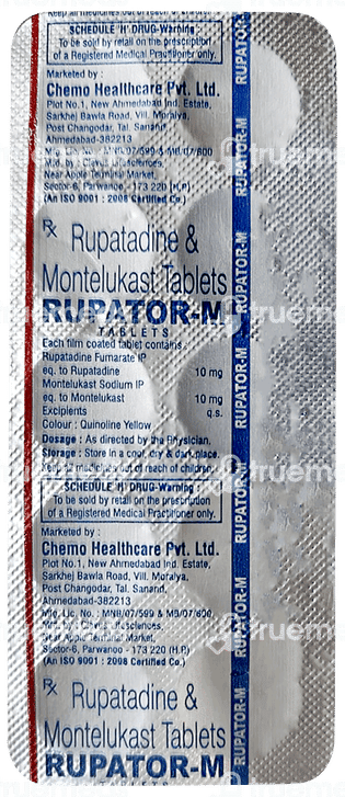 Rupator M Tablet 10 - Uses, Side Effects, Dosage, Price | Truemeds