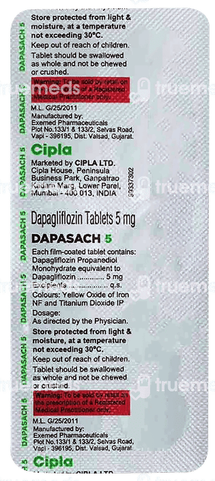 Dapasach 5 Mg Tablet 10 - Uses, Side Effects, Dosage, Price | Truemeds