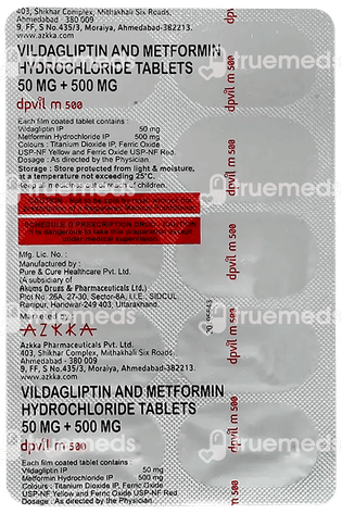 Dpvil M 500 Mg Tablet 10 - Uses, Side Effects, Dosage, Price | Truemeds