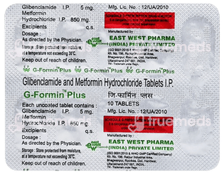 G Formin Plus Tablet 10 - Uses, Side Effects, Dosage, Price | Truemeds