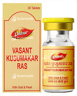 Dabur Vasant Kusumakar Ras With Gold And Pearl Tablet 30 - Uses, Side ...