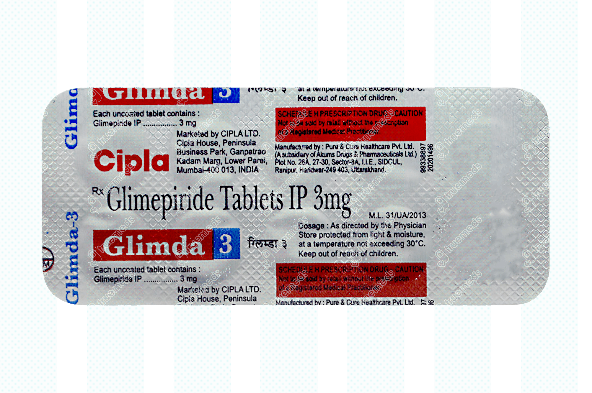Glimda 3 Mg Tablet 10 - Uses, Side Effects, Dosage, Price | Truemeds