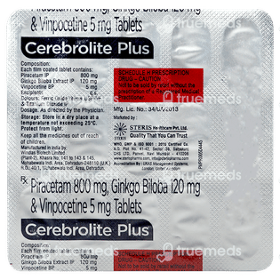 Cerebrolite Plus Tablet 15 - Uses, Side Effects, Dosage, Price | Truemeds