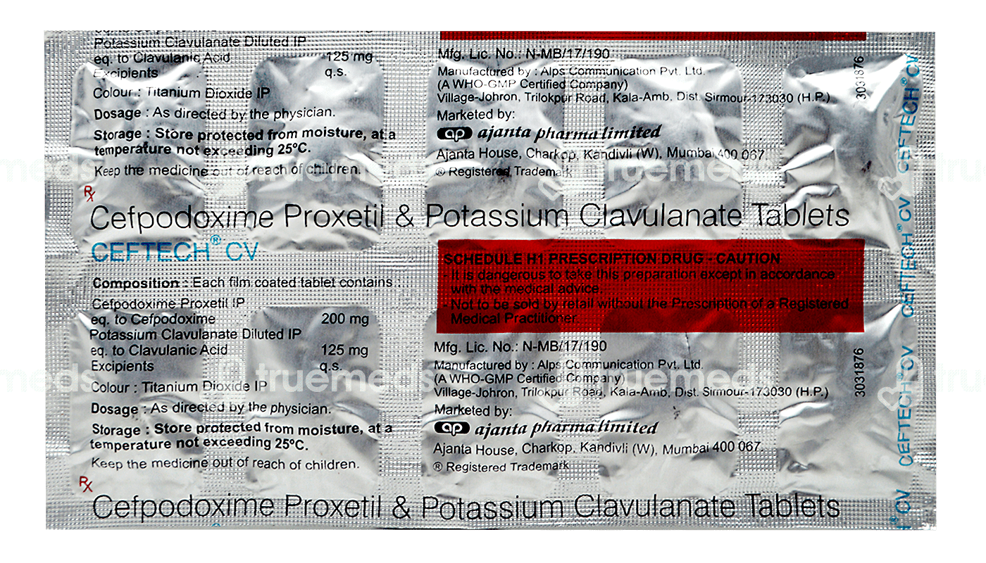 Ceftech Cv Tablet 10: Uses, Side Effects, Price & Substitutes