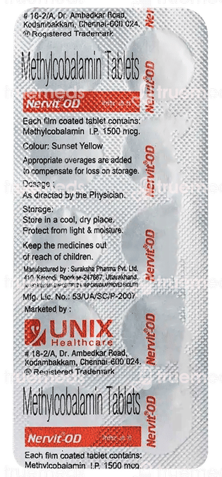 Nervit Od Tablet 10 - Uses, Side Effects, Dosage, Price | Truemeds