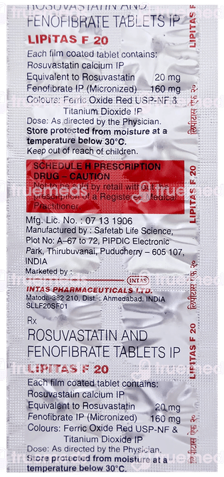 Lipitas F 20160 Mg Tablet 10 - Uses, Side Effects, Dosage, Price | Truemeds