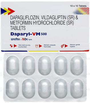 Daparyl Vm 500 Tablet 10 - Uses, Side Effects, Dosage, Price | Truemeds
