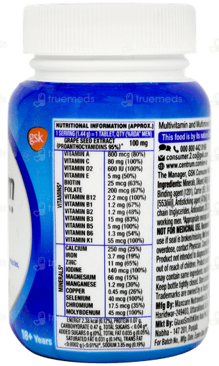 Centrum Men Tablet 30 - Uses, Side Effects, Dosage, Price | Truemeds
