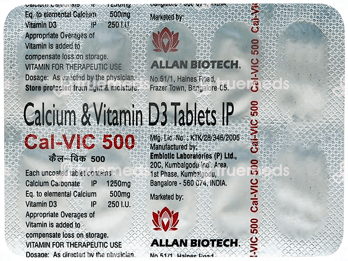 Cal Vic 500 Tablet 10 - Uses, Side Effects, Dosage, Price | Truemeds