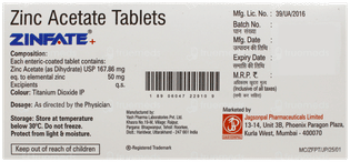 Zinfate Tablet 10 - Uses, Side Effects, Dosage, Price | Truemeds