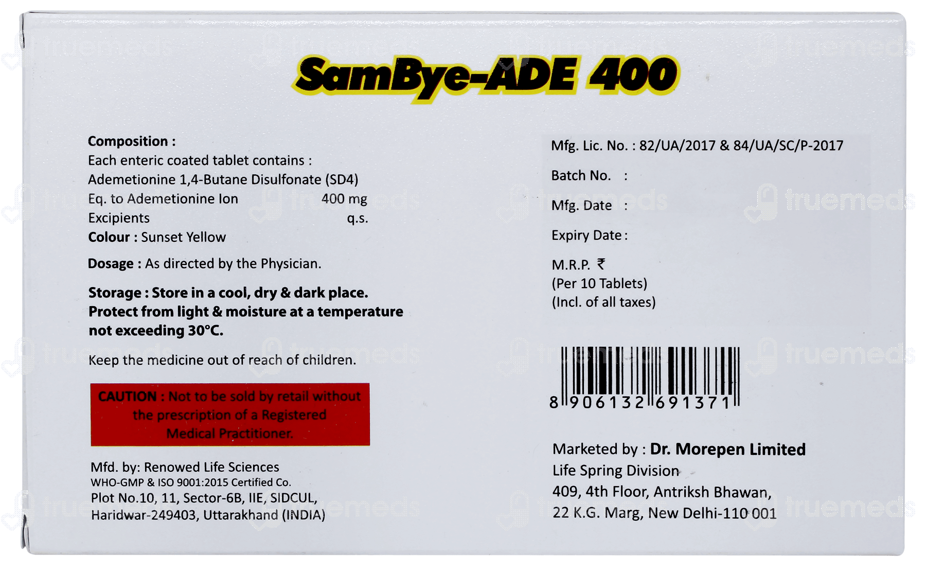 Sambye Ade 400 Tablet 10 - Uses, Side Effects, Dosage, Price | Truemeds