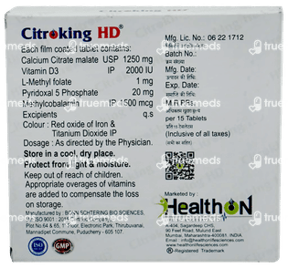 Citroking Hd Tablet 15 - Uses, Side Effects, Dosage, Price | Truemeds