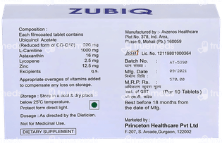 Zubiq Tablet 10 - Uses, Side Effects, Dosage, Price | Truemeds