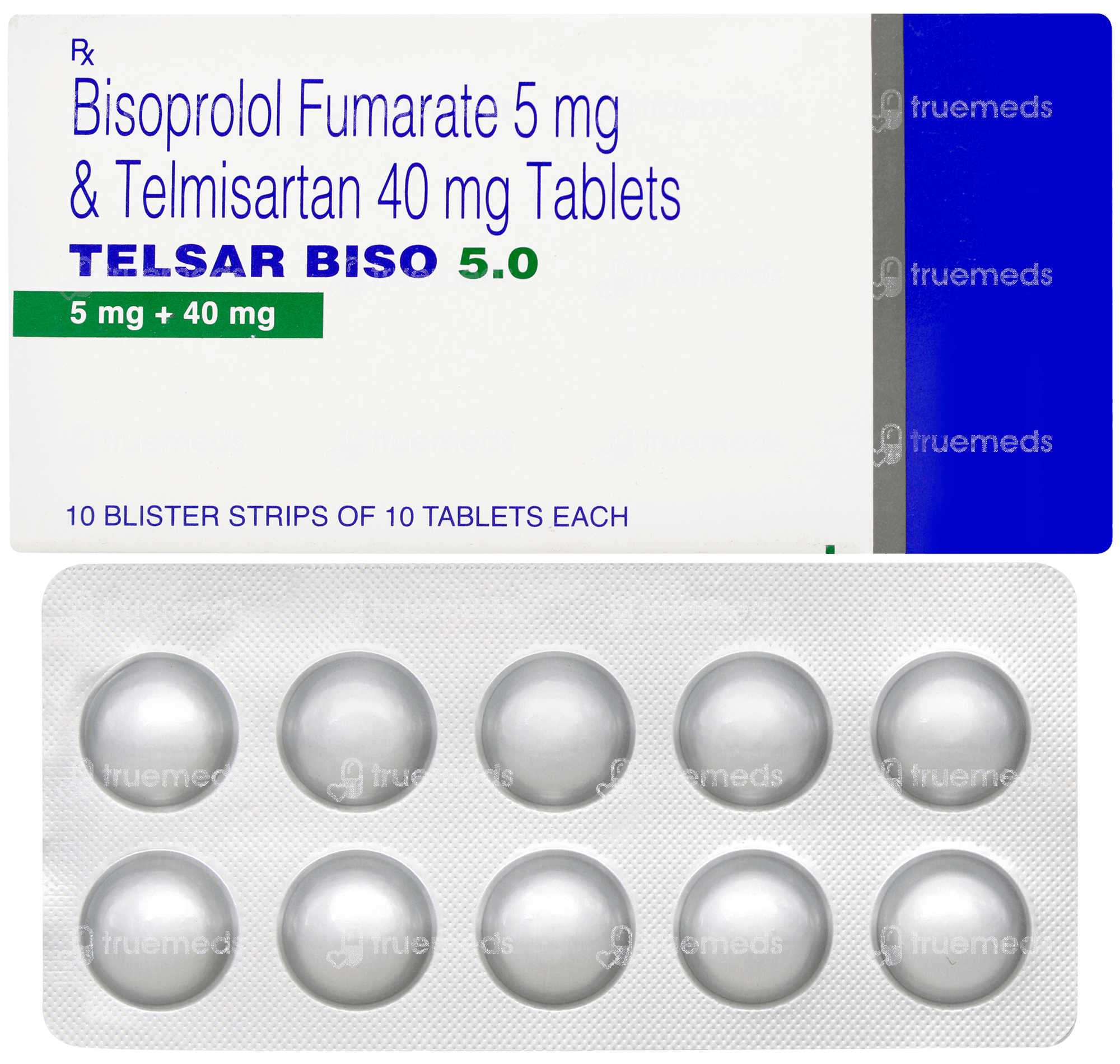 Telsar Biso 405 Mg Tablet 10 - Uses, Side Effects, Dosage, Price | Truemeds