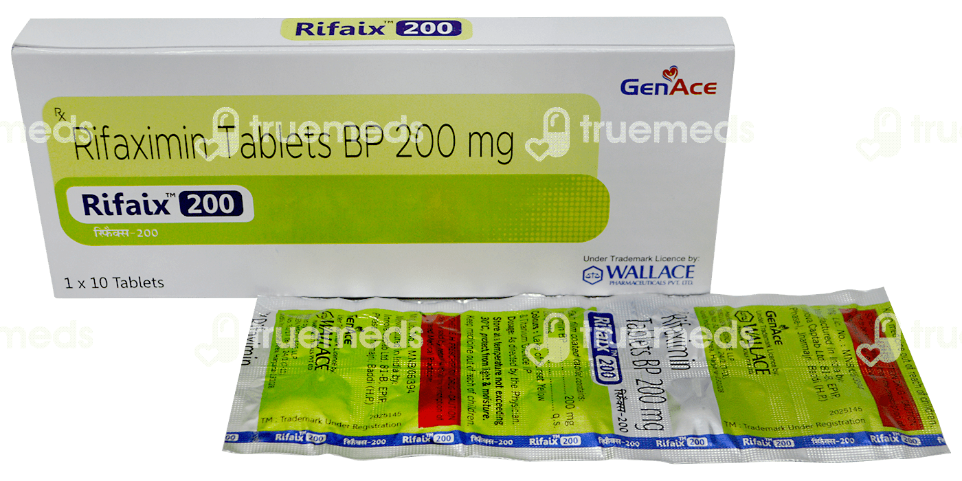 Rifaix 200 Mg Tablet 10 - Uses, Side Effects, Dosage, Price | Truemeds