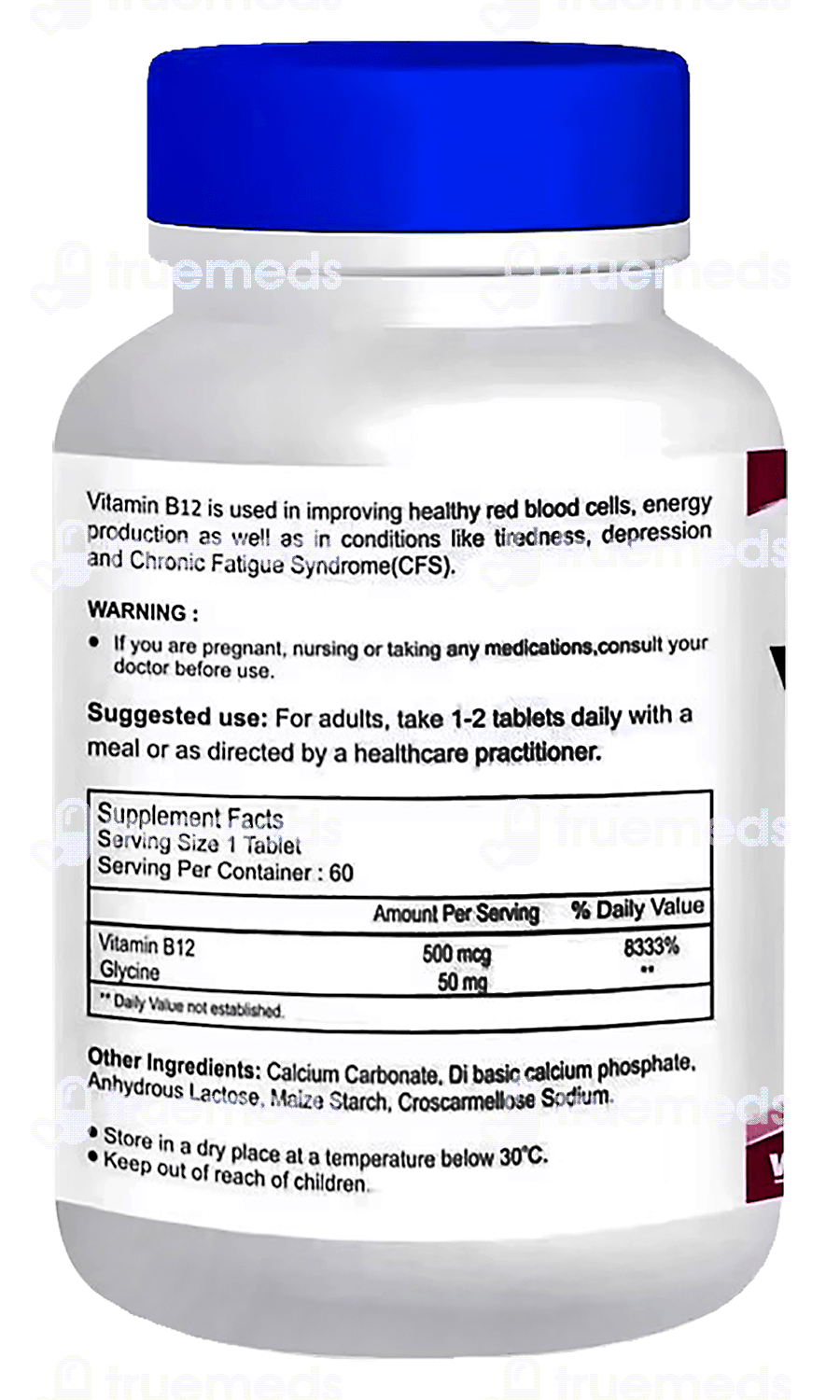 Healthvit Vitamin B12 500 Mcg Tablet 60 - Uses, Side Effects, Dosage, Price | Truemeds