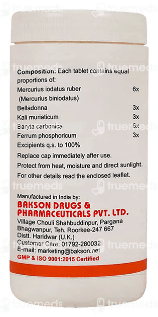 Baksons Tonsil Aid Tablet 200 - Uses, Side Effects, Dosage, Price ...