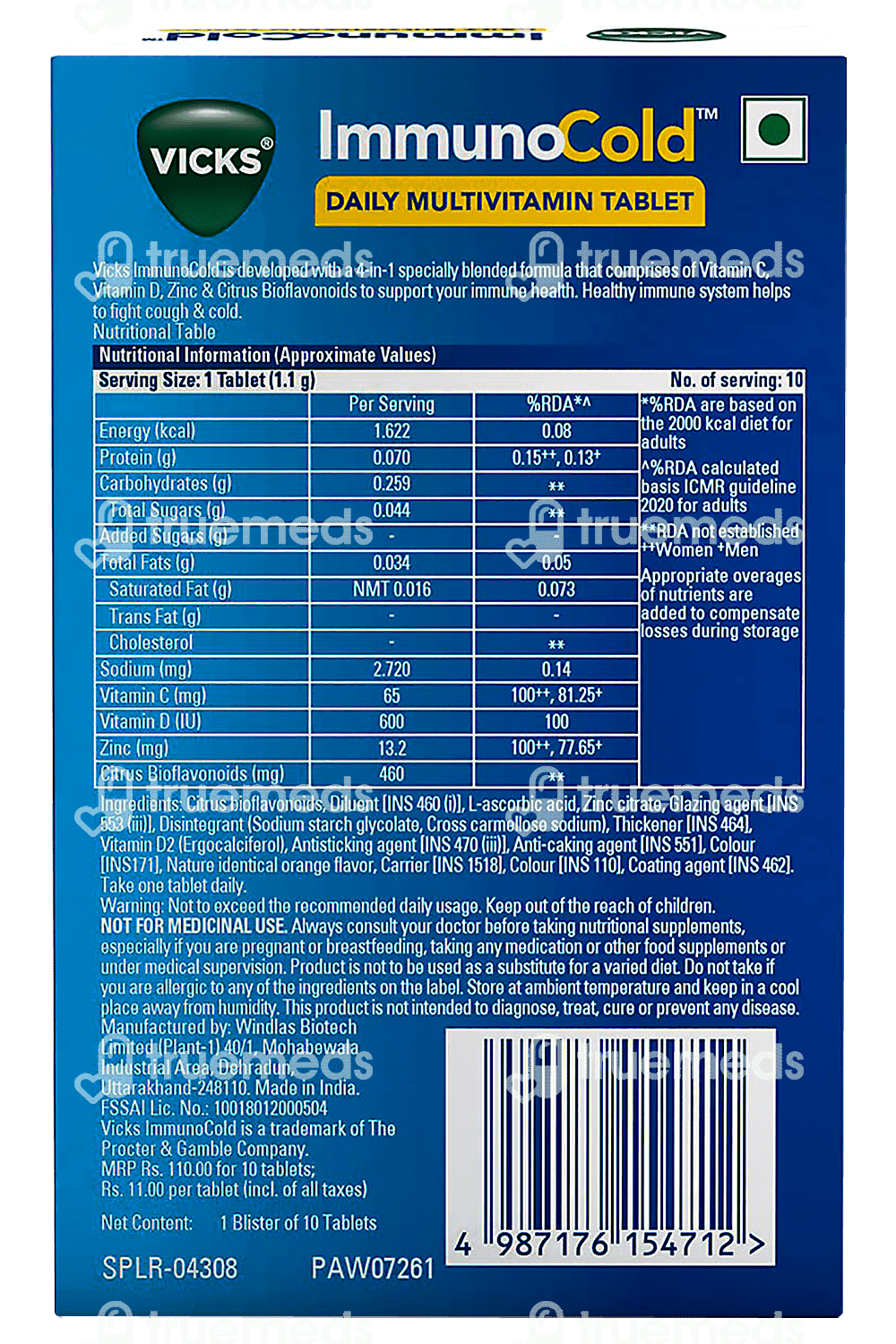 Vicks Immunocold Daily Multivitamin Tablet 10 - Uses, Side Effects ...
