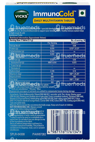 Vicks Immunocold Daily Multivitamin Tablet 30 - Uses, Side Effects ...