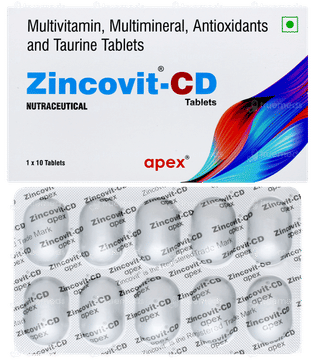Zincovit Cd Tablet 10 - Uses, Side Effects, Dosage, Price | Truemeds
