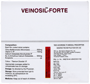 Veinosil Forte Tablet 10 - Uses, Side Effects, Dosage, Price | Truemeds