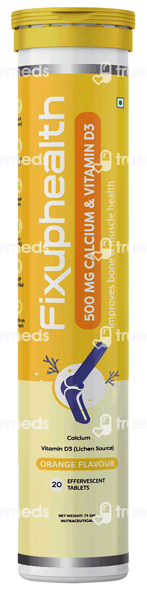 Fixuphealth 500 Mg Calcium And Vitamin D3 Orange Flavour Effervescent ...