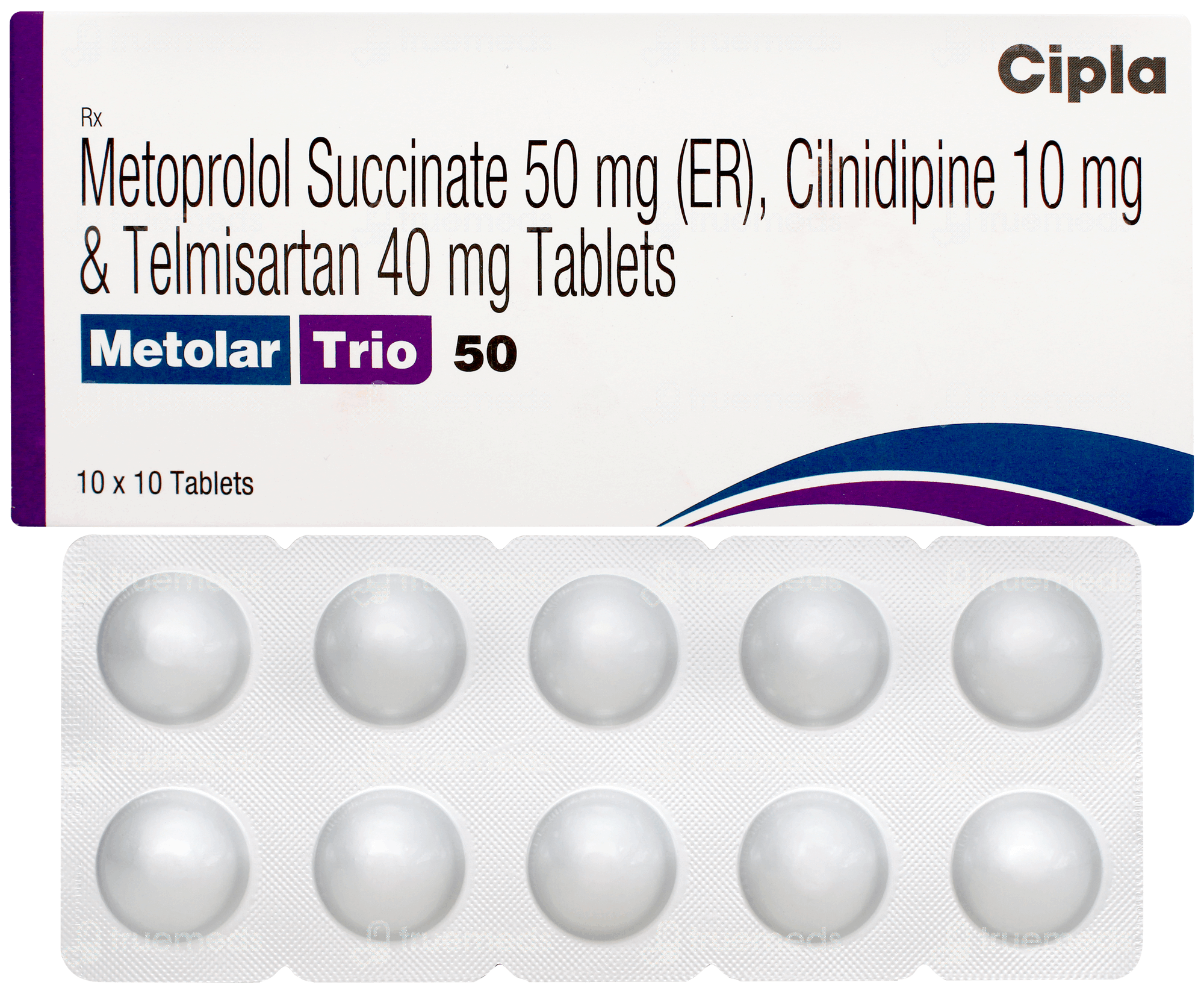 Metolar Trio 50 Tablet 10 - Uses, Side Effects, Dosage, Price | Truemeds