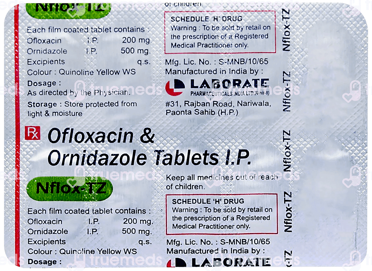 Nflox Tz 200500 Mg Tablet 10 - Uses, Side Effects, Dosage, Price | Truemeds