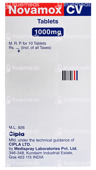 Novamox Cv 1000 Mg Tablet: Uses, Side Effects, Price & Substitutes