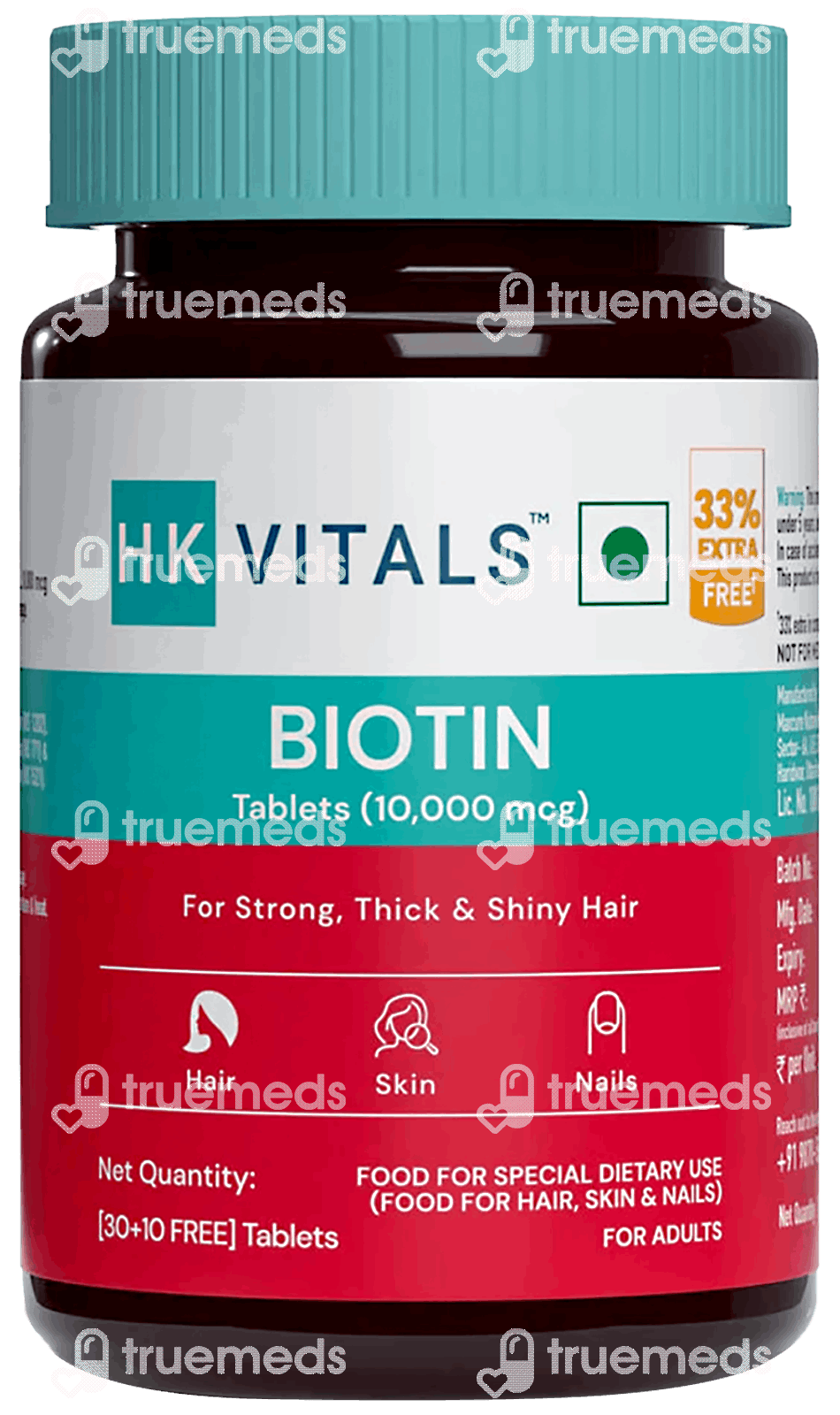 Hk Vitals Biotin With 10 Tablet Free Tablet 30 - Uses, Side Effects ...