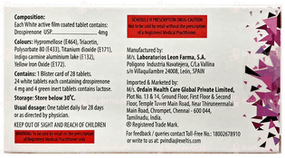 Slinda 4 Mg Tablet 28 - Uses, Side Effects, Dosage, Price | Truemeds