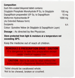 Sitaclass Dm 10/1000/100 Mg Tablet: Uses, Side Effects, Price & Substitutes