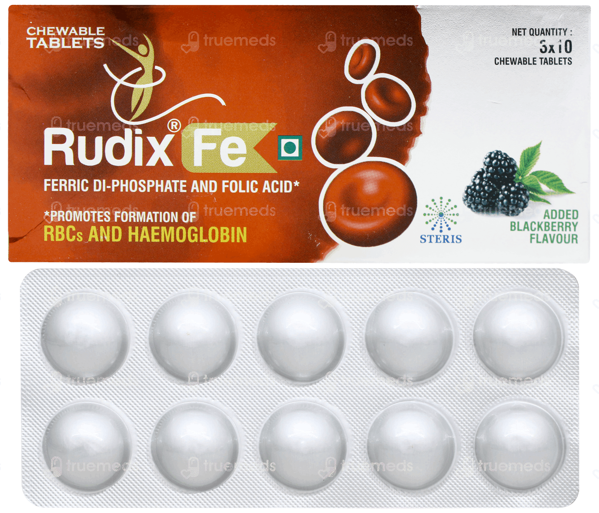 Rudix Fe Blackberry Flavour Chewable Tablet 10 - Uses, Side Effects ...