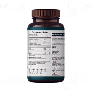 Miduty Berberine 98 Blood Sugar Control Tablet 60 - Uses, Side Effects ...