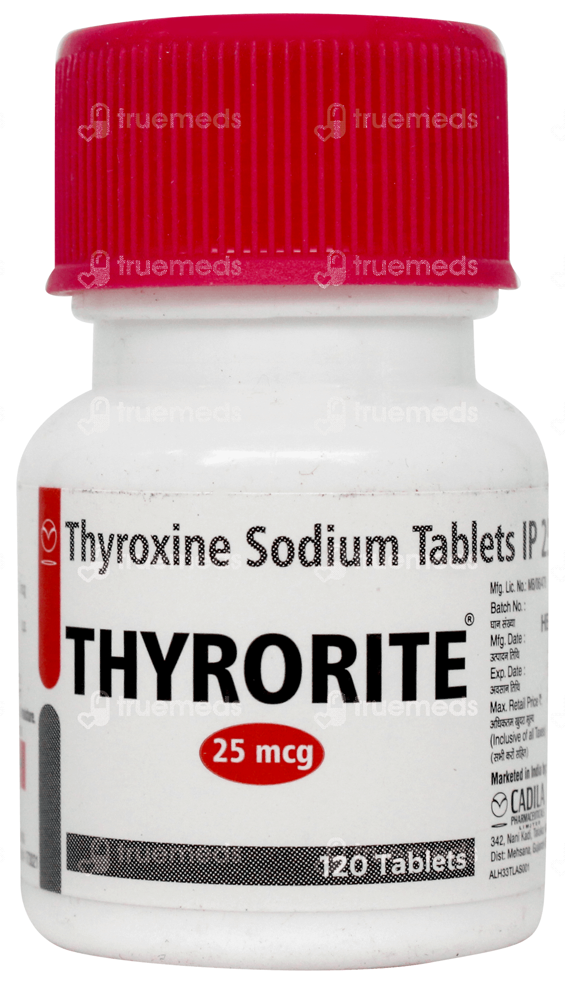 Thyrorite 25mcg Tablet 120 - Uses, Side Effects, Dosage, Price | Truemeds