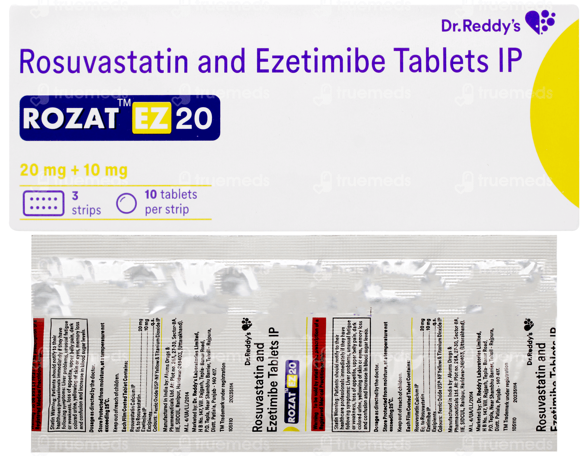Rozat Ez 20 Tablet 10 - Uses, Side Effects, Dosage, Price | Truemeds