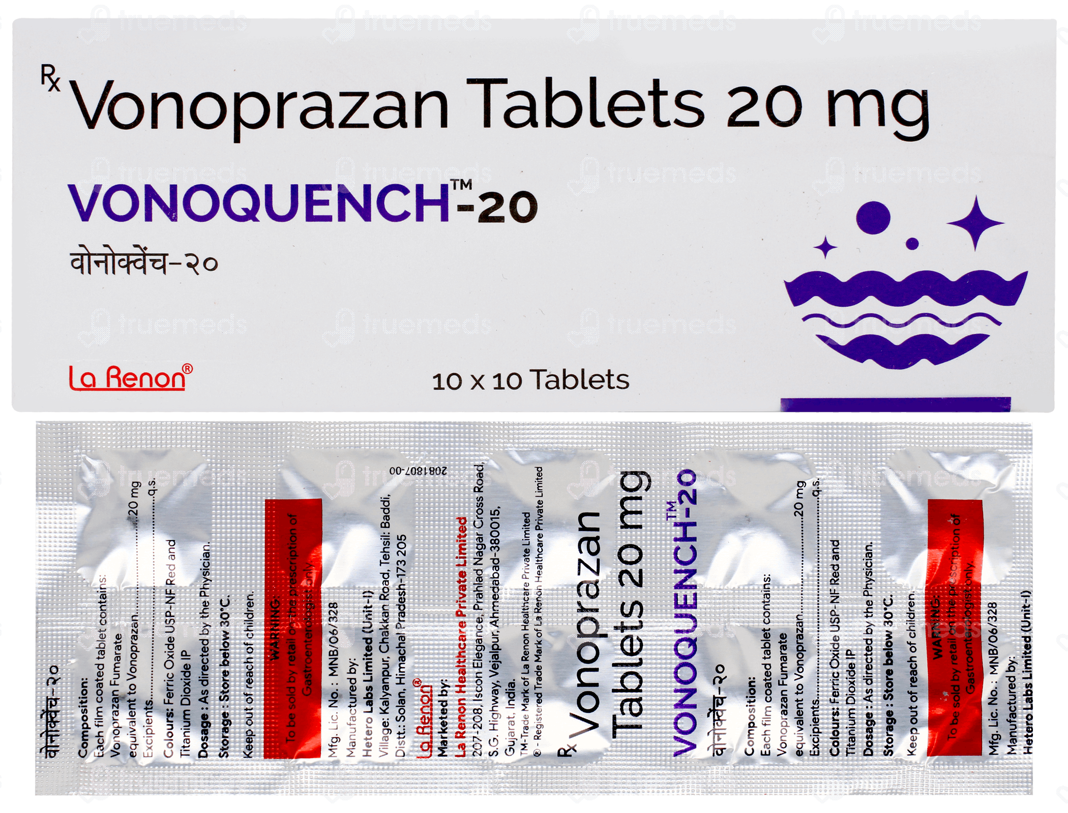 Vonoquench 20 Tablet 10 - Uses, Side Effects, Dosage, Price | Truemeds
