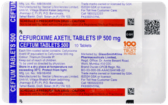 Ceftum 500 Tablet 10 - Uses, Side Effects, Dosage, Price | Truemeds