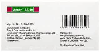Aztor Ez 40 Tablet 10 - Uses, Side Effects, Dosage, Price | Truemeds