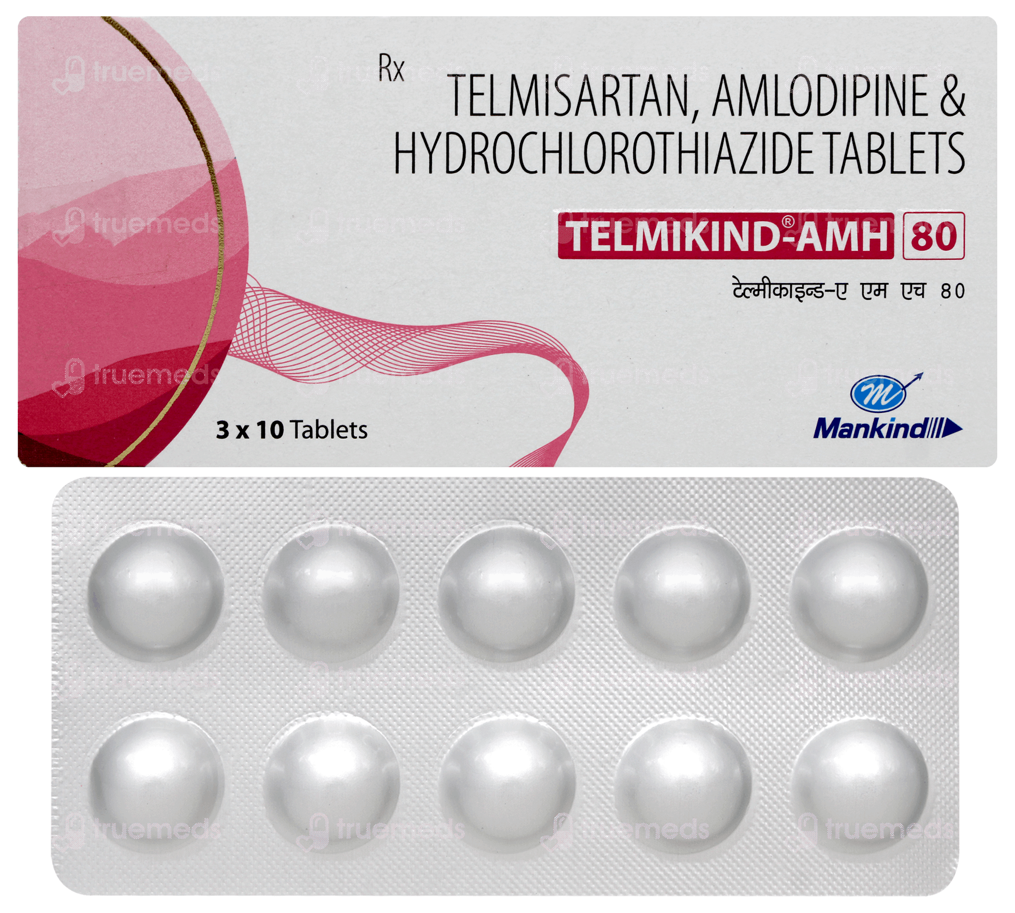 Telmikind Amh 80 Tablet 10 - Uses, Side Effects, Dosage, Price | Truemeds