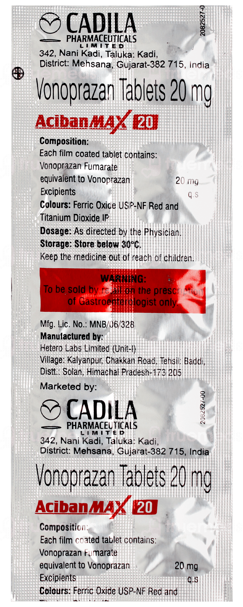 Aciban Max 20 Tablet 10 - Uses, Side Effects, Dosage, Price | Truemeds