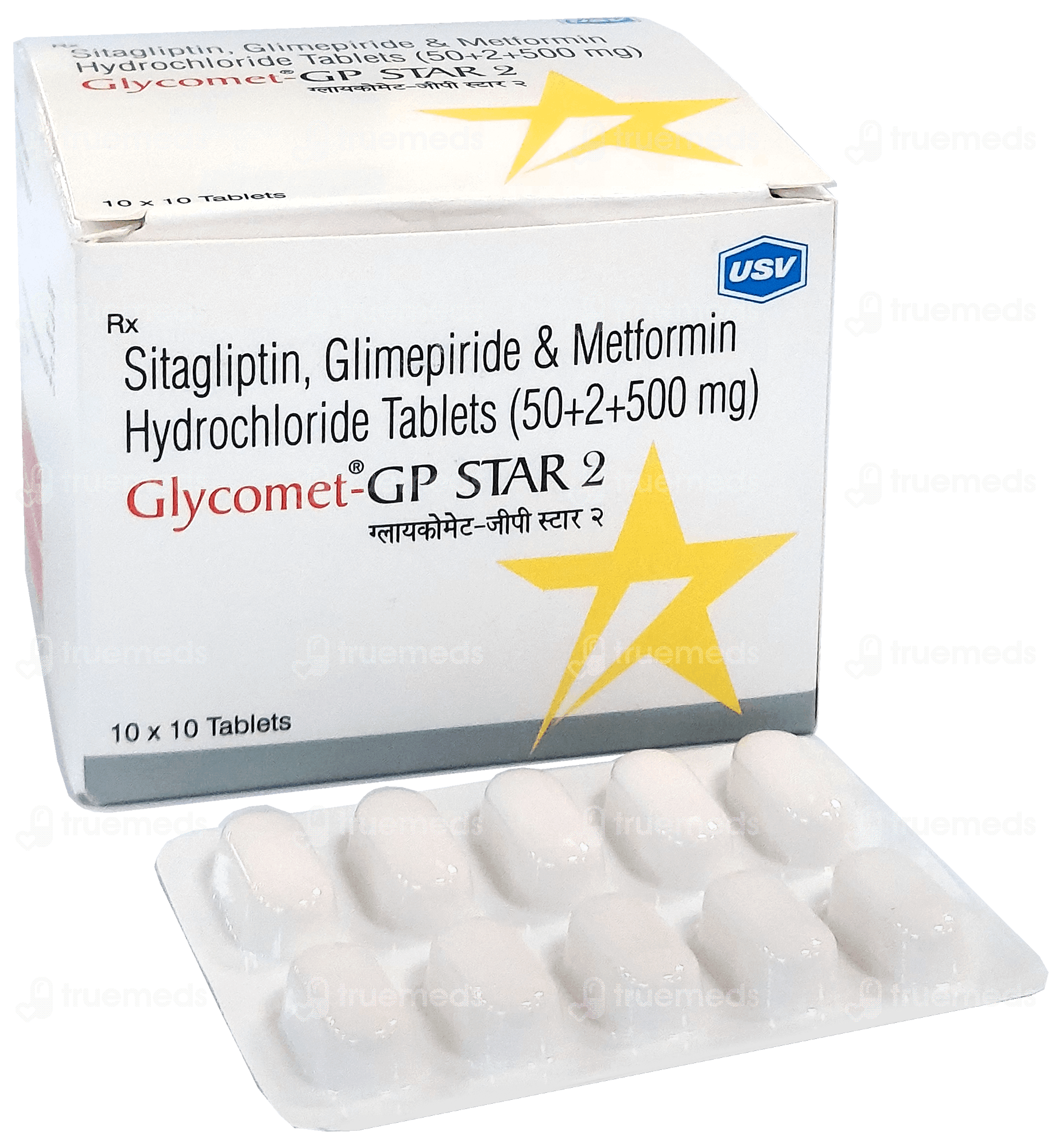 Glycomet Gp Star 2 Tablet 10 - Uses, Side Effects, Dosage, Price | Truemeds