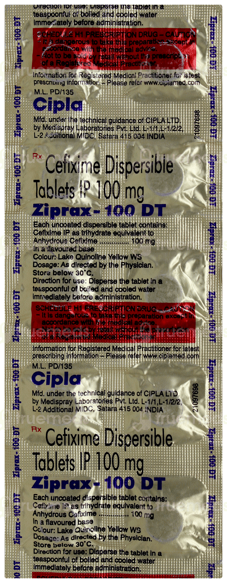 Ziprax 100 Mg Tablet Dt 10: Uses, Side Effects, Price & Substitutes
