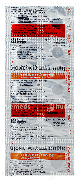 Uva Cef 100 Mg Tablet Dt 10: Uses, Side Effects, Price & Substitutes