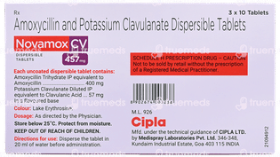 Novamox Cv 457 Mg Tangy Orange Flavour Tablet 10 - Uses, Side Effects ...