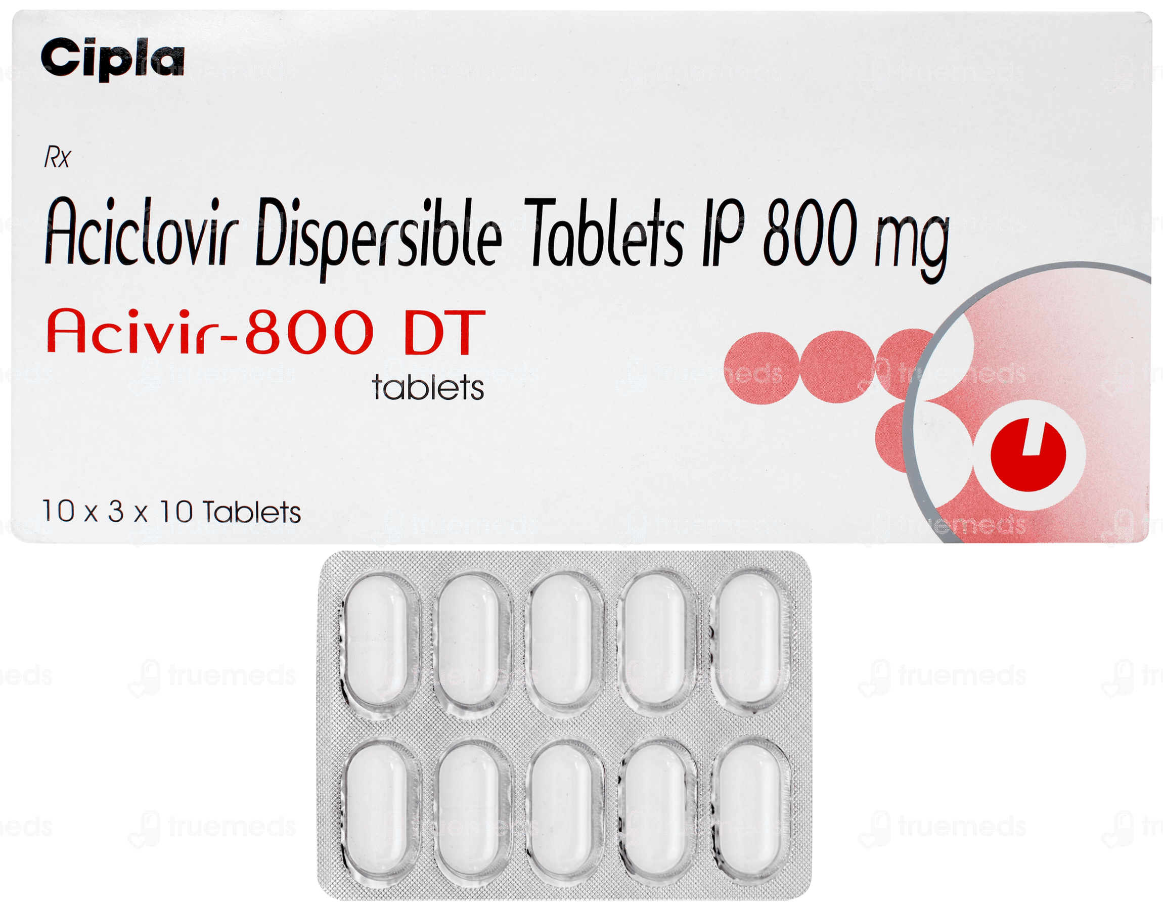Acivir 800 Dt Tablet 10 - Uses, Side Effects, Dosage, Price | Truemeds