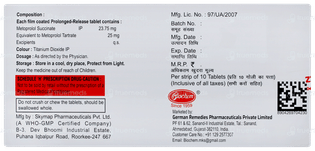 Metol Xl 25 Mg Tablet 10 - Uses, Side Effects, Dosage, Price | Truemeds