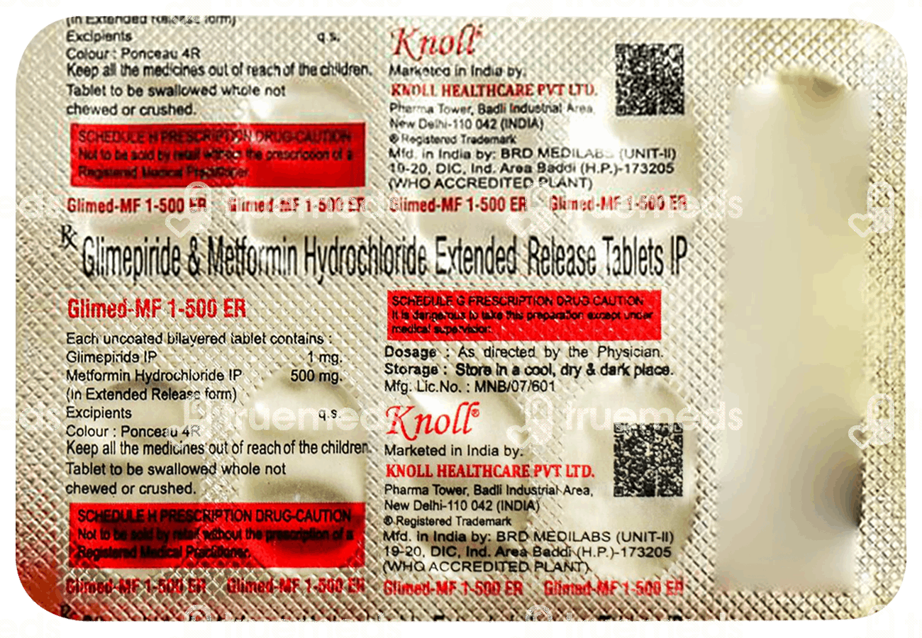 Glimed Mf 1/500 Er Tablet: Uses, Side Effects, Price & Substitutes